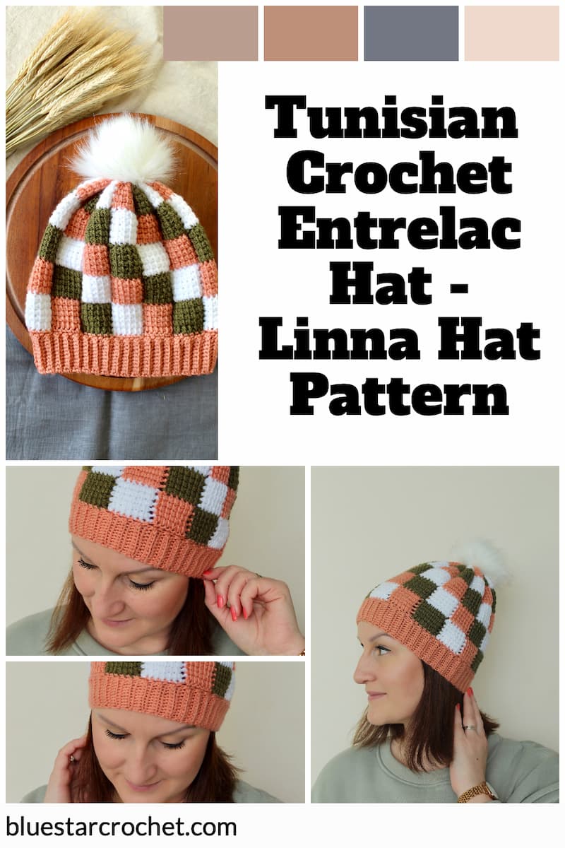 Tunisian Entrelac Hat - Linna Hat Project - Blue Star Crochet