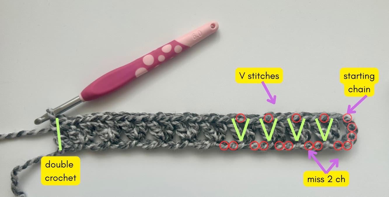 Simple Free Double Crochet V-Stitch Scarf Pattern - Blue Star Crochet