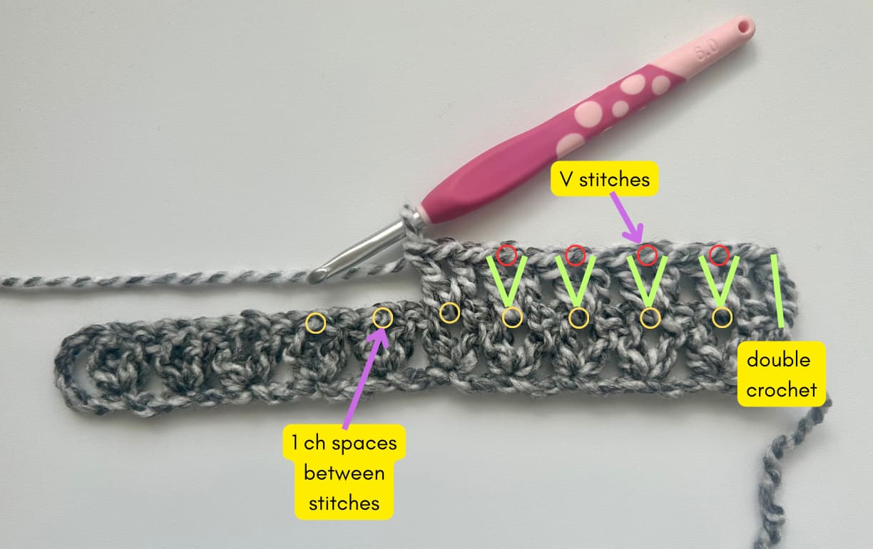 Simple Free Double Crochet V-Stitch Scarf Pattern - Blue Star Crochet