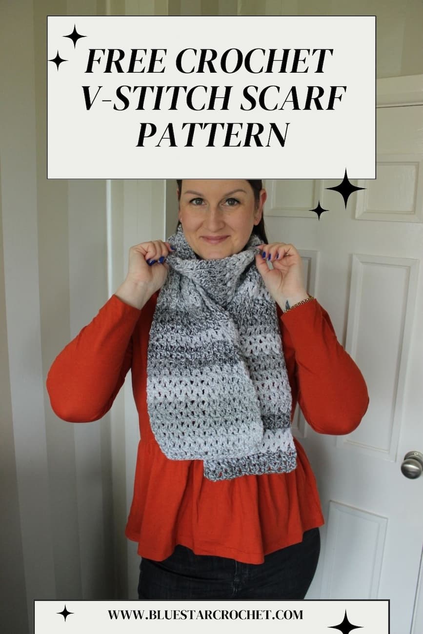 Simple Free Double Crochet V-Stitch Scarf Pattern - Blue Star Crochet
