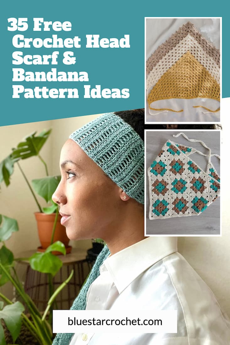 35 Free Crochet Head Scarf & Bandana Pattern Ideas - Blue Star Crochet