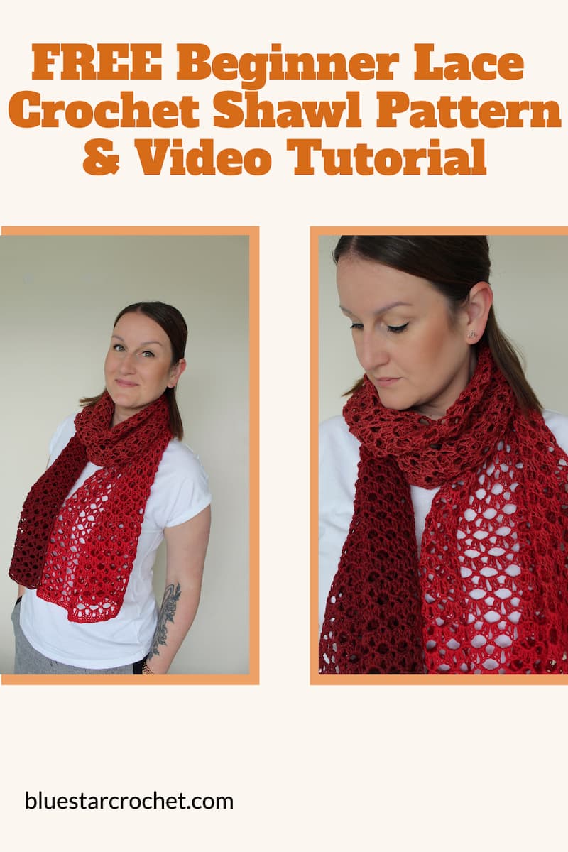Free Beginner Lace Crochet Shawl Easy Pattern & Video - Blue Star Crochet