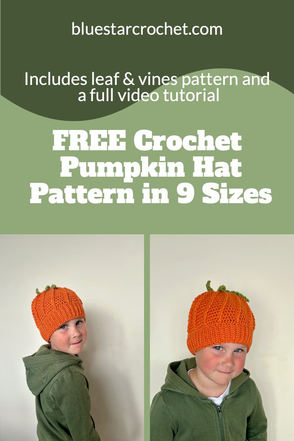Free Easy Crochet Pumpkin Hat Pattern in 9 Sizes & Video - Blue Star ...