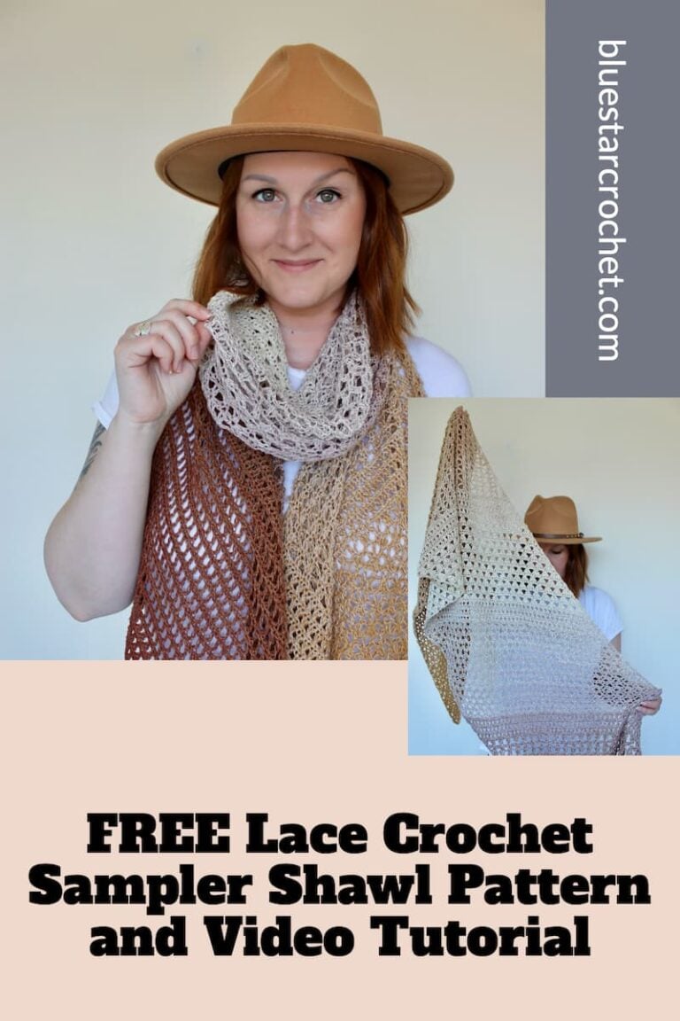 FREE Lace Crochet Sampler Shawl Pattern and Video Tutorial - Blue Star ...