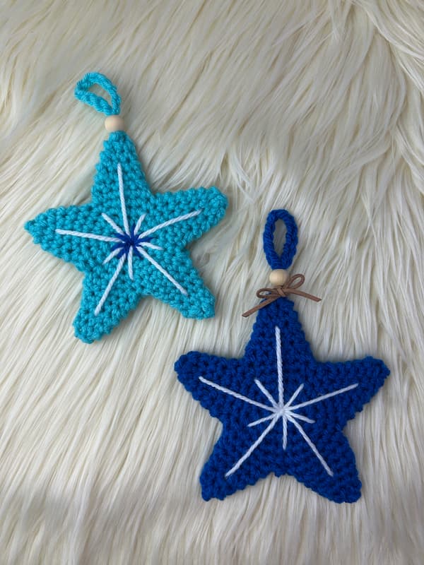 FREE Crochet Christmas Star Decoration Pattern & Video Tutorial - Blue ...