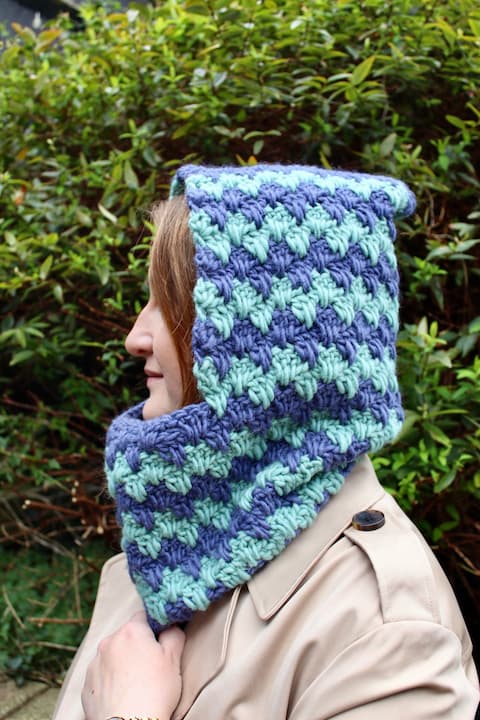 FREE Crochet Hooded Cowl Pattern & Video Tutorial - Leo Cowl - Blue ...
