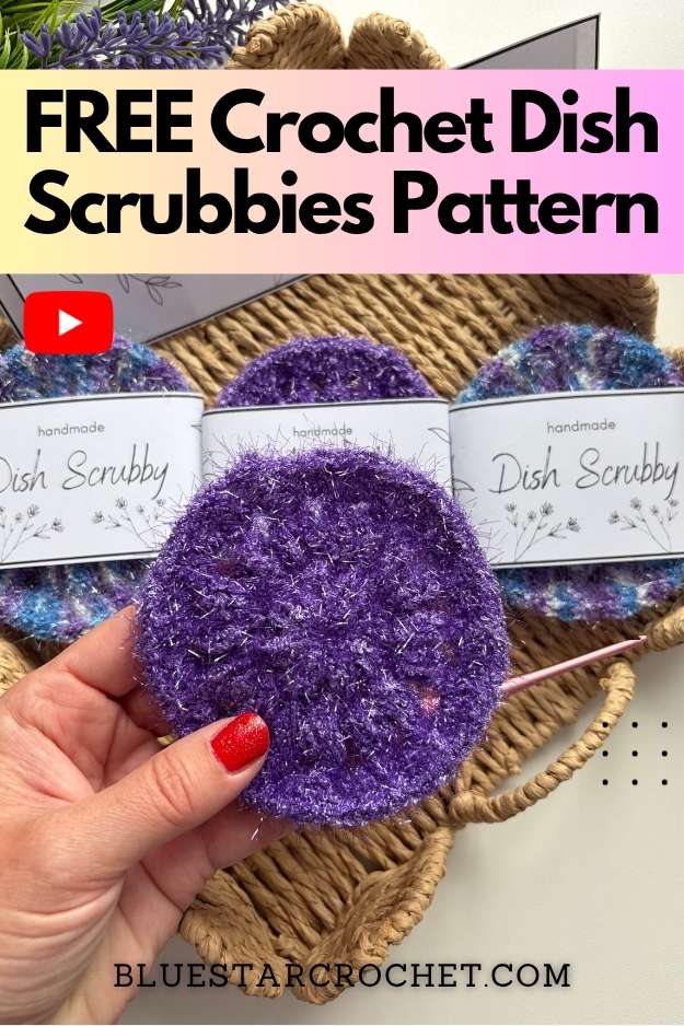 FREE Crochet Dish Scrubbies - Pattern & Video Tutorial - Blue Star Crochet